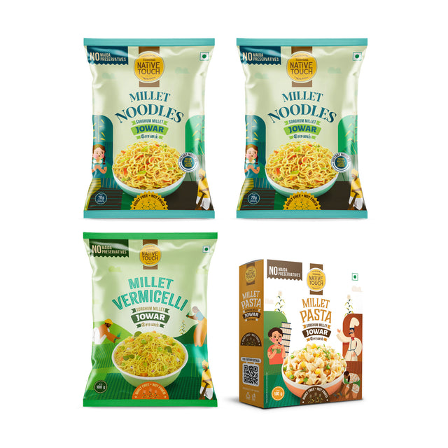 Sorghum Millet - Jowar Combo (2 Noodles 1 Vermicelli 1 Pasta) – Native ...